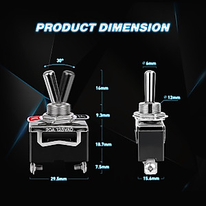 Nilight 90012E Heavy Duty Rocker Toggle 15A 250V 20A 125V SPST 2Pin ON/Off Switch Metal Bat Waterproof Boot Cap Cover-5 Pack, 2 Years Warranty