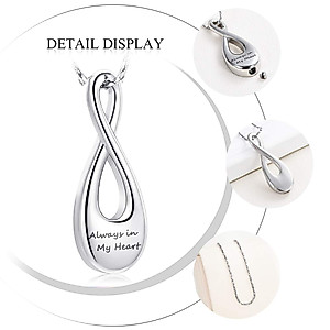 Imrsanl Cremation Ashes Jewelry Infinity Urn Pendants Ashes Holder Memorial Keepsake Urn Necklace Cremation Jewelry for Pet/Human (Always in My Heart)