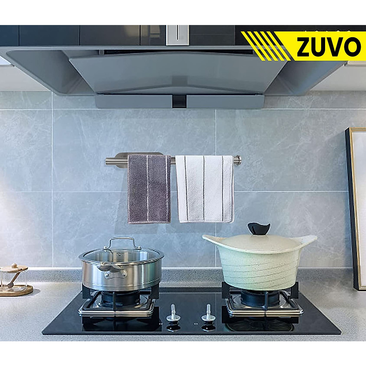 Paper Towel Holder Under Cabinet - (Silver) Adhesive Paper Towel Holders with Stainless Steel - Stick or Screw Towel Holders for Kitchen Cabinet, Bathroom, Wall Mount