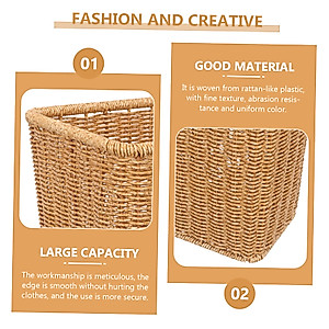 COLLBATH Wicker Waste Basket Woven Trash Can Multipurpose Handwoven Trash Bin for Bathroom Bedroom Office Decorative Rubbish Basket for Home Use