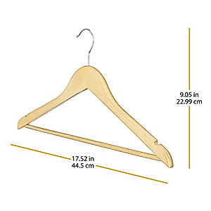 Whitmor Natural Grade Wood Suit Hangers, Set of 36