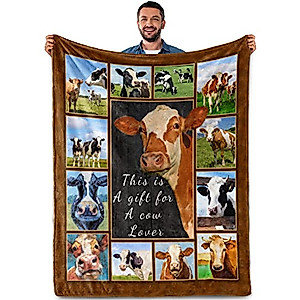 Cow Blanket Gifts for Women Kids Boys Men Cow Lovers Animal Print Throw Blanket Home Bedroom Living Room Decor Soft Plush Cozy Bed Couch Fleece Lightweight Blanket 50"x60"