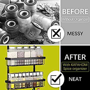 KAFAHOM Magnetic Spice Rack for Refrigerator, 4 Pack Spice Racks Organizer, Magnet Spice Rack Saves Space in Fridge, Kitchen Spice Storage Rack,Black