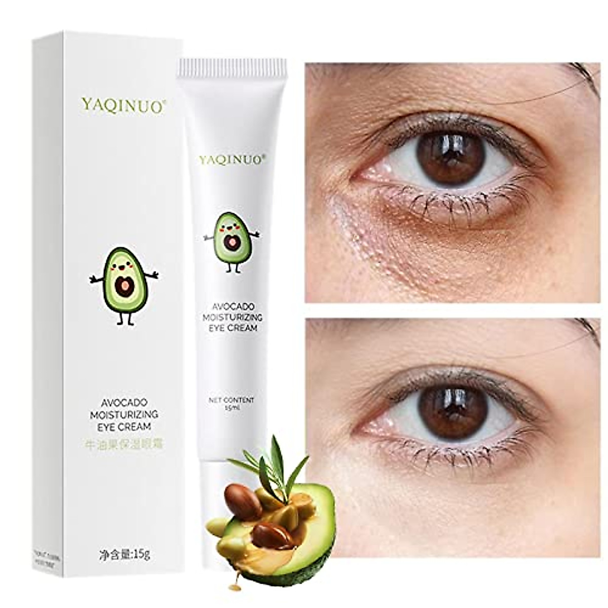 Grospe Avocado Eye Cream Elastic Moisturizing Eye Cream Remove Pouches Dark Circles Anti-Wrinkle Diminishing Eye Lines Lifting Firming