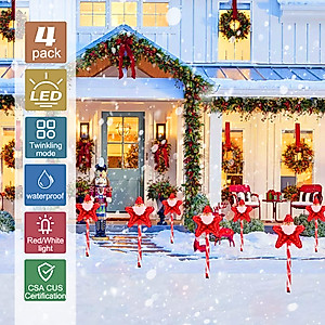 Brightown Christmas Decorations Pathway Lights Outdoor - 23 inches 124 LED Santa Candy Cane Lights Lighted Waterproof for Holiday Garden Lawn Yard Sidewalk Walkway Markers, 4 Pack