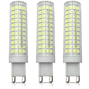 K JINGKELAI G9 LED Bulbs Dimmable 10W(Equivalent to 100W Halogen) 110V Cool White 6000K LED Corn Lights JCD T4 G9 Bi-pin Base,Dimmable,136 LED 2835 SMD,3 Pack