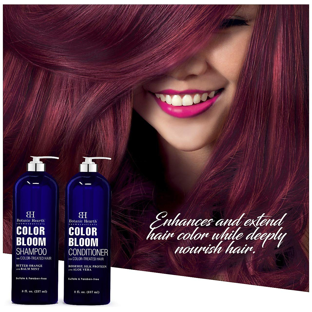 BOTANIC HEARTH Shampoo and Conditioner for Color Treated Hair - with Special Blend of Conditioning, Smoothing and Color Enhancing Ingredients - Paraben and Sulfate Free Set - 8 fl oz each