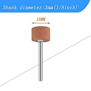 18pcs Rotary Grinding Stones, 1/8'' Shank 15MM Dia Cylinder Shape Abrasive Stone Mounted Grinding Tool for Dremel Rotary Tools