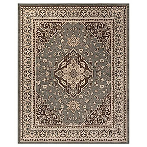 Superior Elegant Glendale Collection Area Rug, 8mm Pile Height with Jute Backing, Traditional Oriental Rug Design, Anti-Static, Water-Repellent Rugs - Grey, 8' x 10' Rug