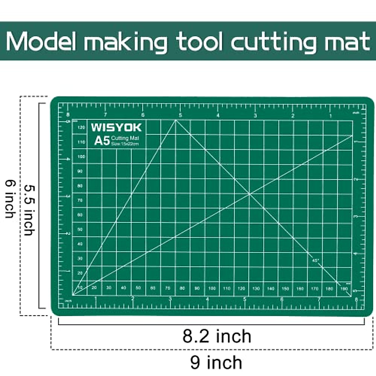 WISYOK 6" x 8" A5 Self Healing Craft Mat, Small Sewing Cutting Mat Rotary Fabric Mat, Ideal for children and Hobbyist DIY craft creative design
