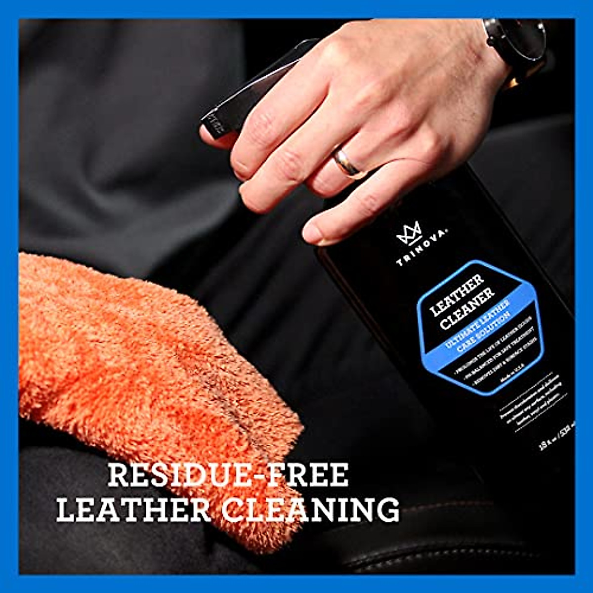 TriNova Leather Care Bundle - Made in USA - Leather Cleaner, Conditioner and Leather Brush Kit