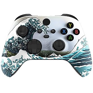eXtremeRate Custom Shell for Xbox Series X & S Controller - Revitalize Your Controller - The Great Wave Replacement Cover Front Housing Cover for Xbox Core Controller Wireless [Control NOT Included]