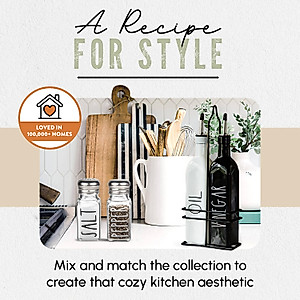 Clear Glass Salt and Pepper Shakers Set by Brighter Barns - Modern Kitchen Decor for Home Restaurant BBQ Camping RV - Farmhouse Kitchen Accessories - Glass Shakers & Stainless Steel Lids (Clear)