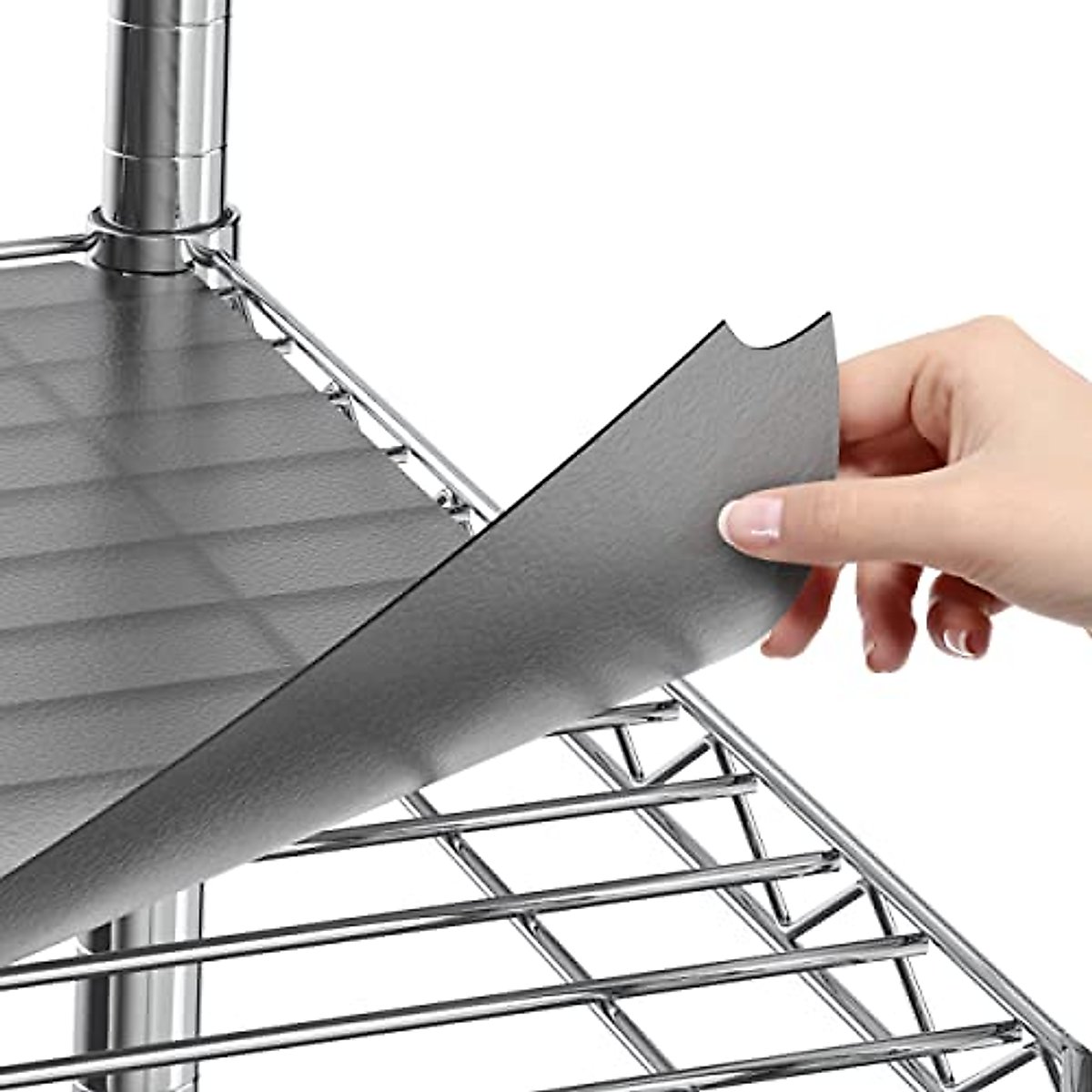 Shelf Liners for Wire Shelf System - Set of 5 in Graphite - 14 x 30 inch - Plastic Wire Shelving Shelf Mats