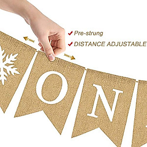 Rainlemon Jute Burlap One High Banner with Snowflake Winter Onederland Boy Girl 1st Birthday Party Garland Decoration