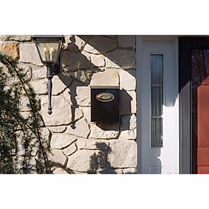 Architectural Mailboxes Designer Galvanized Steel, Locking, Wall Mount Mailbox, DVKGB00AM, Black & Brushed Brass, Medium Capacity