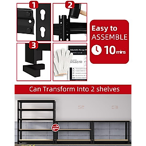 PrimeZone 32" W x 16" D x 63" H Storage Shelves - 5 Tier Adjustable Garage Storage Shelving, Heavy Duty Metal Storage Utility Rack Shelf Unit for Warehouse Pantry Closet Kitchen, Black