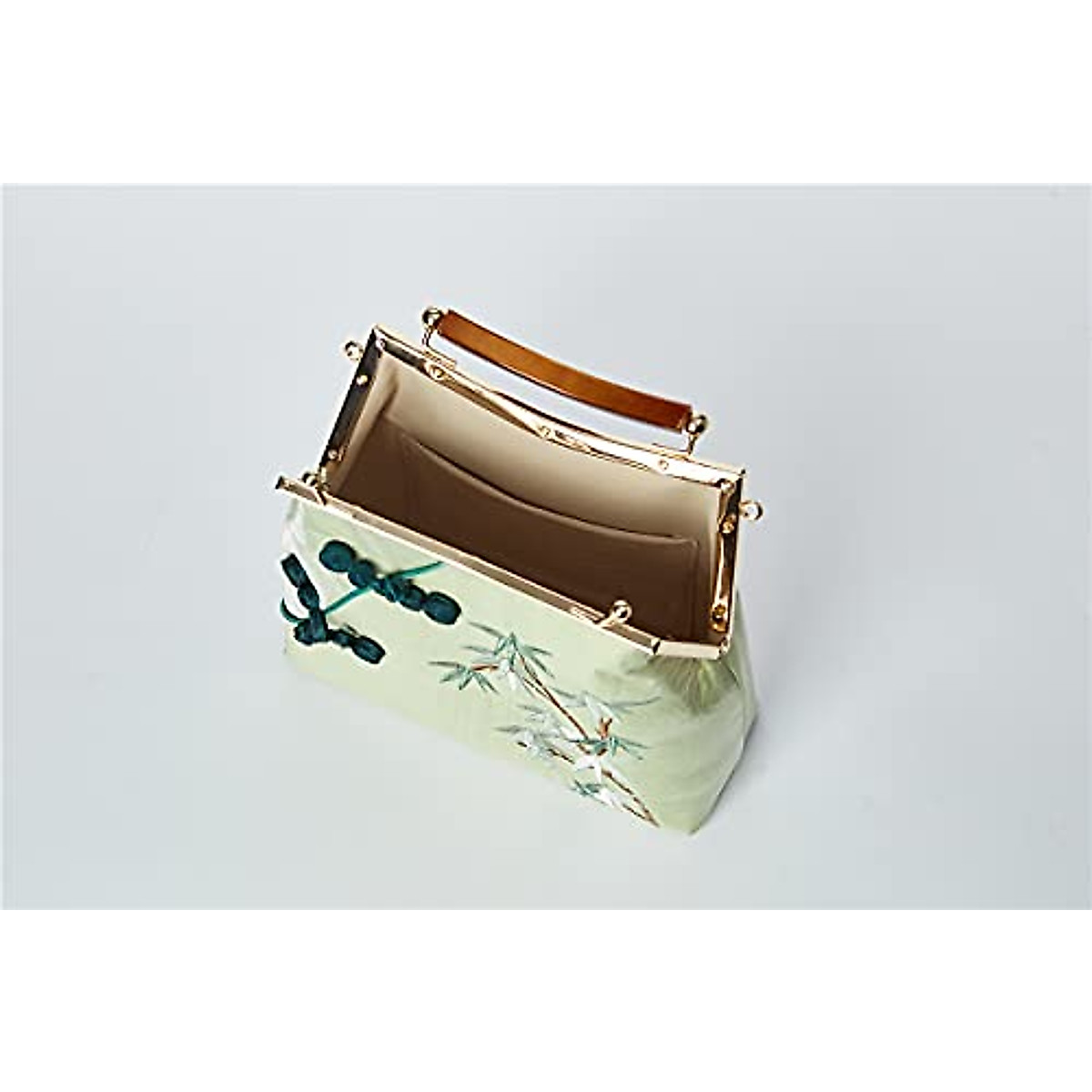 Women Chinese Classical Bamboo Embroidery Purse Vintage Embroidery Clutch Handag with Tassel and Pendant