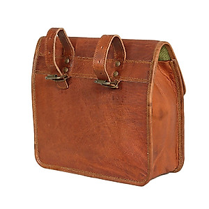 Shabana Handicraft Leather Bike Panniers Bicycle Handlebar Bag (Dark brown)