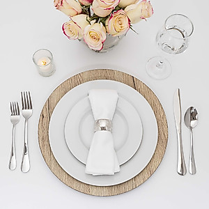 Simply Elegant Faux Wood Plastic Charger Plate | Service Plate for Parties, Dinner, Weddings, Quinceaneras and Events | 13 inch Diameter | Natural Finish | Set of 6