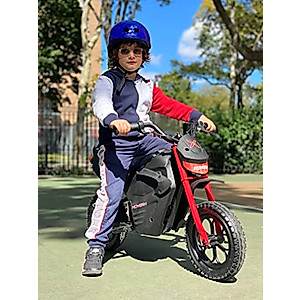 Hover-1 E-Track Electric Dirt Bike | 9MPH Top Speed, 9 Mile Range, 4HR Quick Charge,12.5" Air-Filled Tires, 120LB Max Weight, 2.25ft Tall, UL Certified & Tested - Safe for Kids & Teens, Red