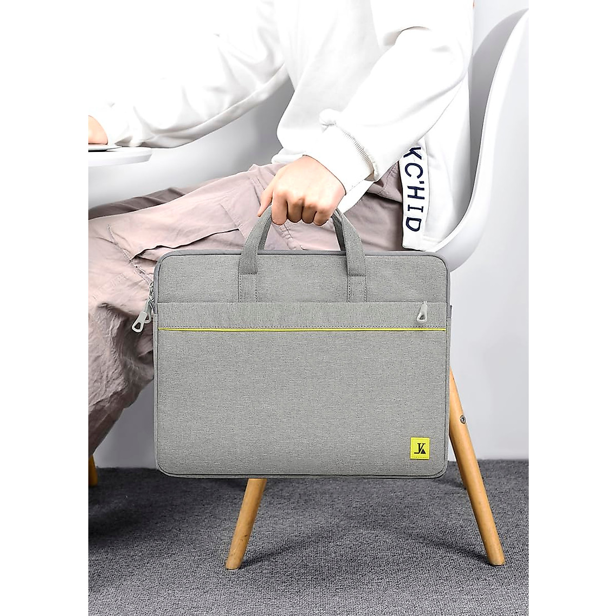 YANGKE Laptop Shoulder Bag Compatible with MacBook Air/Pro,13-13.3 inch Notebook, MacBook Pro 14, Waterproof Carrying Case with Rubber Mouse Pad plus 2.4G Wiress and BT Mouse, Black (grey)