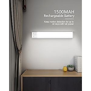 VEICROD Under Cabinet Lights,Day/Dark Motion Sensor Lights Indoor,3 Color Temperatures,80 LED,Wireless Rechargeable Under Cabinet Lighting,Lights for Kitchen,Cupboard,Closet(9.4inch-1500mAh)