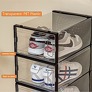 MMBABY 24 Pack Shoe Storage Box Shoe Box Clear Plastic Stackable Drop Front Shoe Organizer