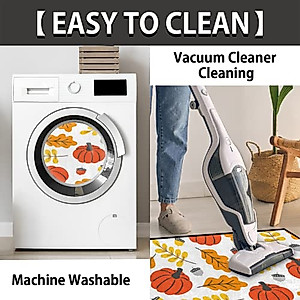 Autumn Pumpkin Half Round Doormat, Fall Thanksgiving Harvest Non-Slip Half Circle Area Rug Durable Washable Welcome Mats for Front Door Indoor Outdoor Patio Home Kitchen Absorbent Doormats 24 x 36 in