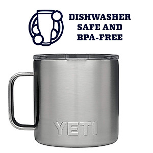 YETI Rambler 14 oz Mug, Vacuum Insulated, Stainless Steel with MagSlider Lid, Stainless
