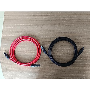JYFT 10AWG(6mm²) Solar Extension Cable with Two-Preinstalled PV Compatible Female and Male Connector (10FT Red + 10FT Black)