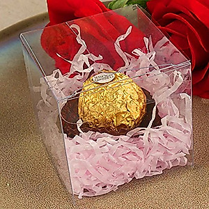 25/50/100 Packs Clear Gift Boxes, Clear PVC Plastic Boxes Transparent Packing Box Favor Square Boxes for Thanksgiving, Christmas, Wedding, Party, Birthday, Candy, Coffee & Tea, Jewelry