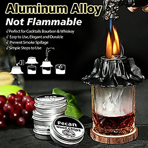 Cocktail Smoker Kit, Whiskey Bourbon Smoker Kit with 6 Flavors Wood Chips, Old Fashioned Drink Smoker Infuser Kit Gift for Men Dad Husband Bartender to Infuse Cocktails Wine Whiskey