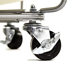 Seville Classics Large Commercial Heavy Duty Rolling Steel Frame Laundry Hamper Canvas Cart Bin, w/ Wheels for Hotel, Home, Closet, Bedroom (PATENTED), Cream, 18.1" D x 18.1" W