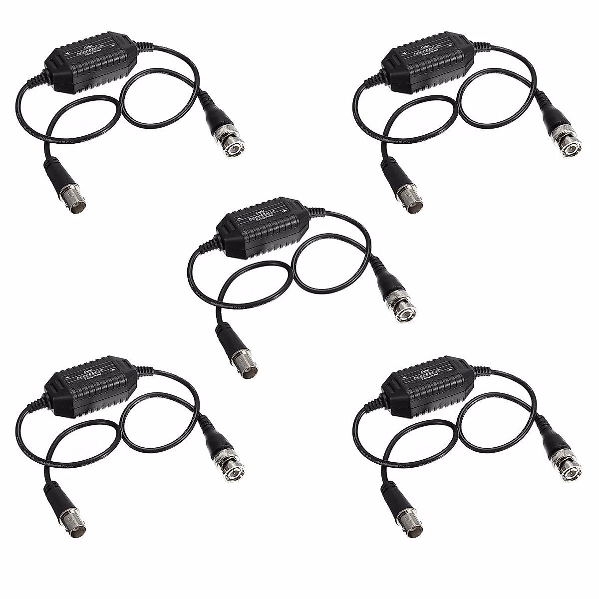 EVERSECU 5 Pack Video Ground Loop Isolator Balun BNC Male to Female Coaxial for Analog CCTV Security Camera