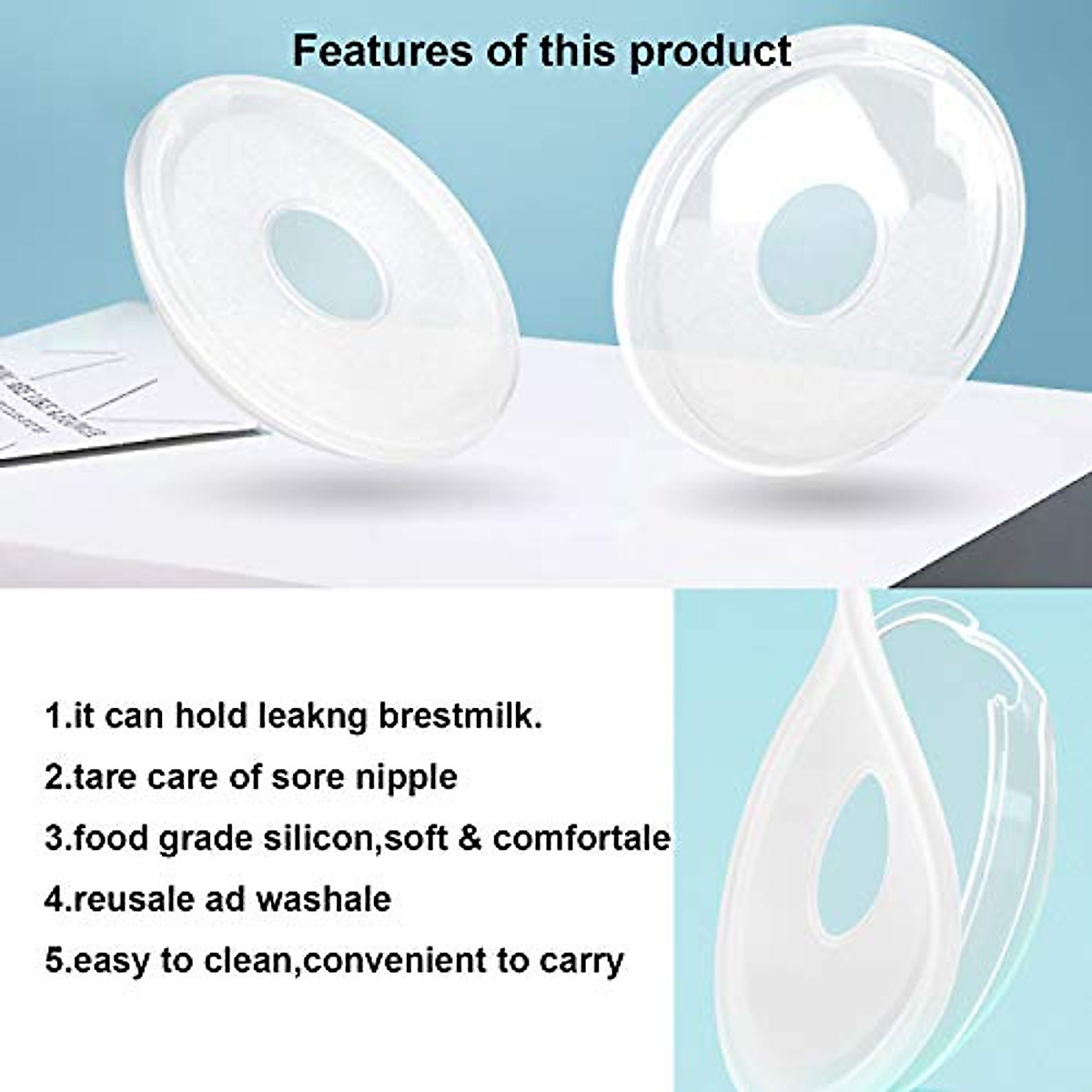 Breast Shells Milk Saver,2 Pack Breast Pump,Breastmilk Collector,Milk Anti-Flow Out,Protect Sore Nipples,BPA-Free Flexible Food Grade Silicon and PP Material,Skin Friendly