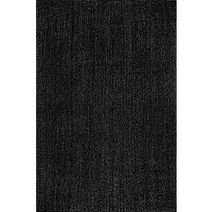 Agro Richer Rug Black Jute Hand Braided Rectangle Shape Home Living Room Living Room Farmhouse Carpet Rag Rug (180 x 240 CM (6x8 Feet))