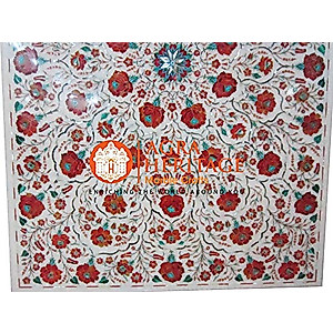 Marble Dining Center Table Top Carnelian Inlay Marquetry Restaurant Decor | 36"x24" Inches