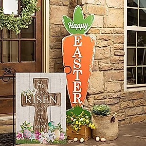 Easter Garden Flag He is Risen Cross Eggs Vertical Double Sided Holiday Outdoor Yard Decor 12.5x18 Inch