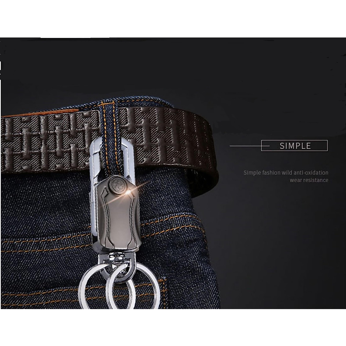 1Pc Multifunctional Heavy Duty Car Keychain Organizer, Key Holder with 2 Key Rings, Bottle Opener for Men and Women,Sliver-Grey color