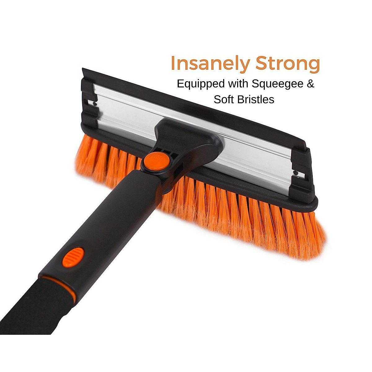 Snow MOOver 39" Extendable Snow Brush with Detachable Ice Scraper | 11" Wide Squeegee & Bristle Head | Lightweight Aluminum Body with Ergonomic Grip | No Scratch Winter Cleaning Tool for Cars & SUVs