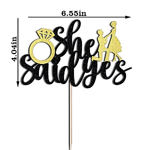 WRACKKIAR She Said Yes Cake Topper-Gold Glitter Wedding Engagement-Bridal Shower-Bachelorette Party Decorations