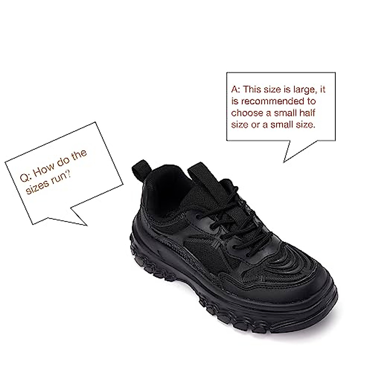 Asiman Women's Chunky Platform Sneakers Platform Lace-Up Lightweight Breathable Mesh Comfortable White Beige Black Pink Sneakers (Black,6.5)