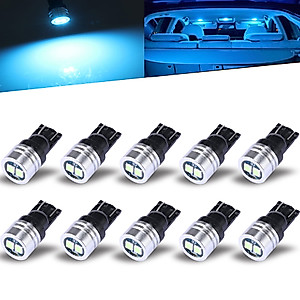 iBrightstar Extremely Bright 3030 Chipsets 168 175 194 2825 W5W T10 Wedge LED Bulbs for License Plate Interior Map Dome Trunk Lights, Ice Blue