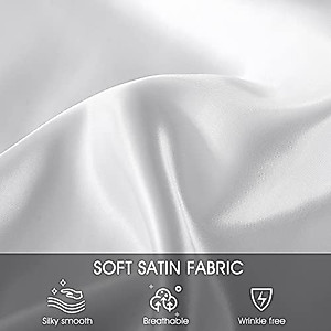 Silk Satin Pillowcases for Hair - BPC Bed Pillow Cases Standard Size Set of 2 for Hair and Skin, Satin Pillowcase 20x26 inches, Pillow Covers with Envelope Closure, Breathable, Skin-Friendly(White)
