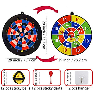 29"/73cm Dart Board with 12 Balls and 12 Darts, Board Games for Kids 4-6-8-12, Stocking Stuffers for Kids Boys Teen, Kids Toys Carnival Games for Indoor Outdoor (Dartboard with 12 Balls 12 Darts)