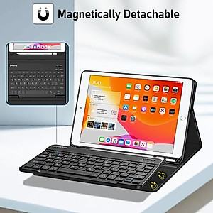 FINTIE Keyboard Case for iPad 9th / 8th / 7th Generation (2021/2020/2019) 10.2 Inch, Soft TPU Back Stand Cover with Pencil Holder, Magnetically Detachable Wireless Bluetooth Keyboard, Black