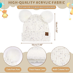 Winter Hats, Gloves, Scarves Set with Pompom Beanies for 0-4 Year Old Boys & Girls