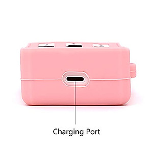 Yonocosta Cute Airpods Case, Airpods 2 Case, Fashion Funny 3D Cartoon Pink Retro Cellular Phone Shaped Full Protection Shockproof Soft Silicone Charging Case Cover Skin with Keychain for Airpods 1&2