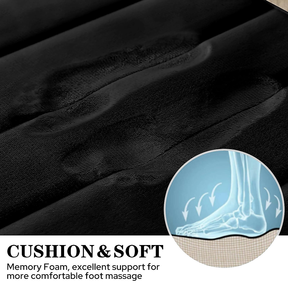 BYSURE Black Memory Foam Bathroom Rug Set 3 Piece Non Slip Extra Absorbent Shaggy Bathroom Mats and Rugs Sets, Soft & Dry Bath Mat Sets for Bathroom Washable Carpets Set